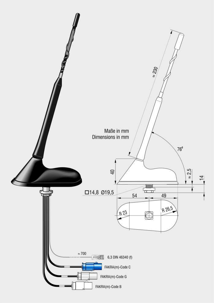 GPS/ DAB & AM/FM Combiflex car audio roof antenna set with GPS/ DAB and ...