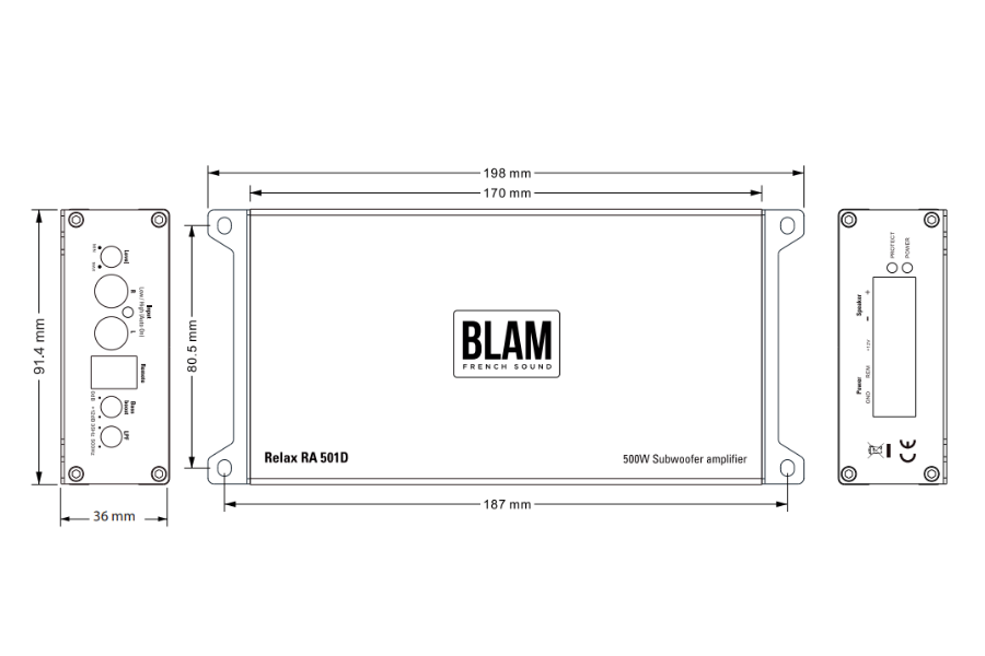 BLAM RELAX RA 501 D Ultra-compact Class-D 1-Channel (Monoblock) 500W ...