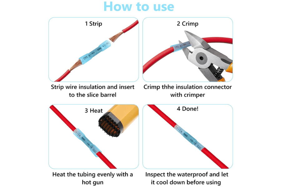 RECOIL Blue heat shrink butt connectors/ Splices/ terminals 16-14 AWG ...