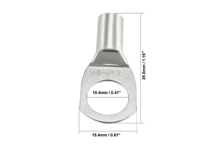 RECOIL 8 AWG (10mm2) ring terminals with red/black heat shrink (10mm ...