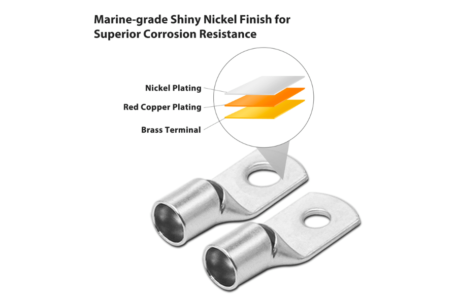 RECOIL 4 AWG (25mm2) ring terminals with red/black heat shrink (8mm ...