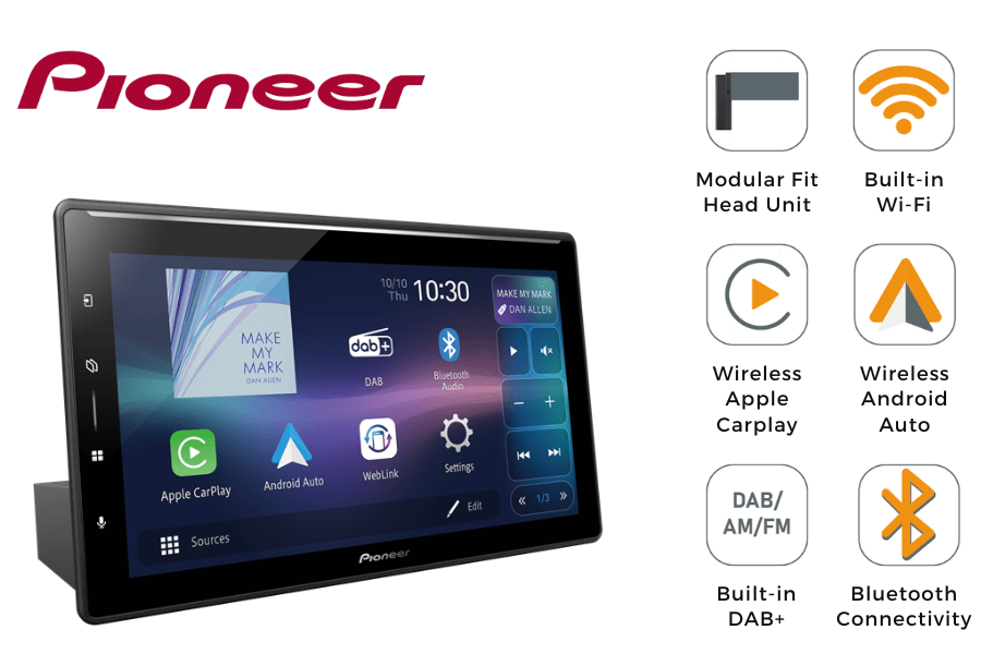 Pioneer SPH-EVO107DAB (MODULAR WITH CAGE) 10.1 inch head unit with wireless Car Play/Android ...